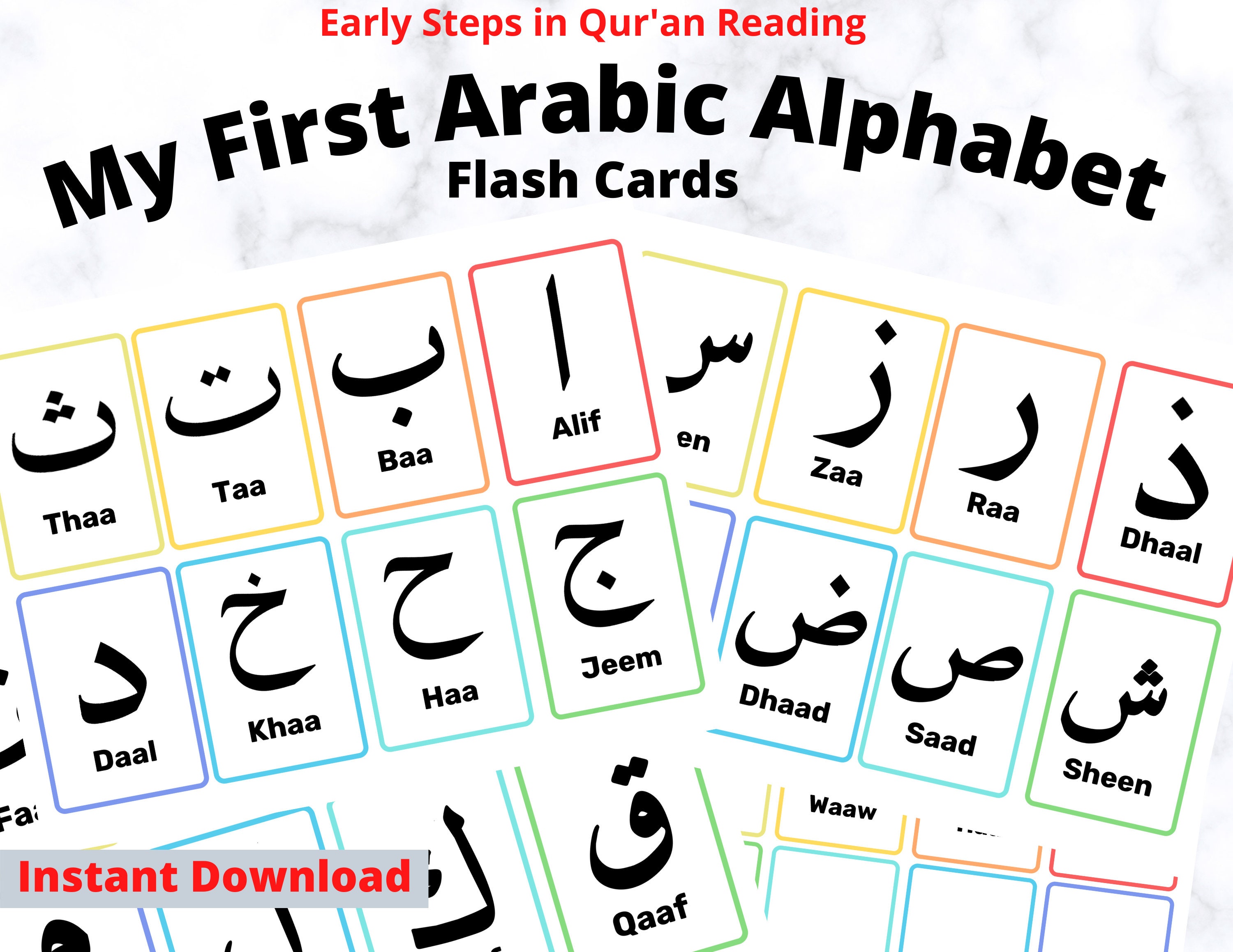 My First Arabic Alphabet Flashcards-early Steps in Qur'an Reading ...