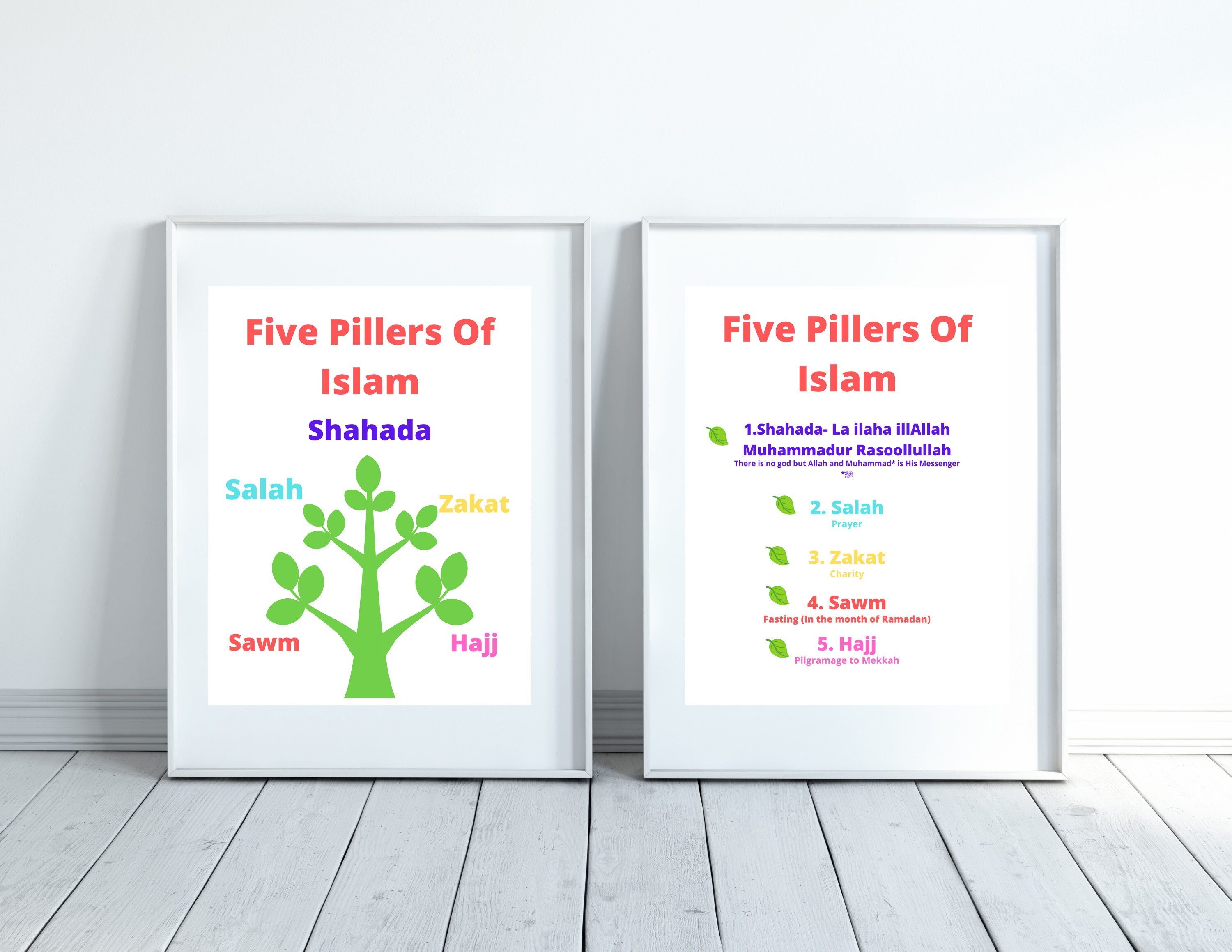 Islamic Nursery Printable-5 Pillars of Islam Fun Chart-digital Islamic ...
