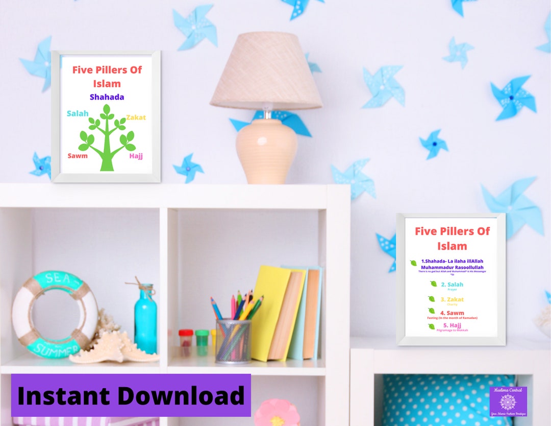 Islamic Nursery Printable-5 Pillars of Islam Fun Chart-digital Islamic ...