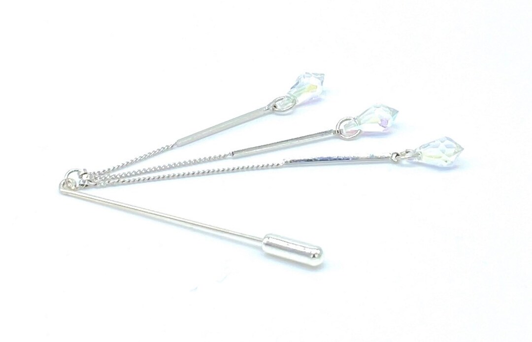 Muslima Central Hijab Pin Triple Crystal Teardrop - Etsy
