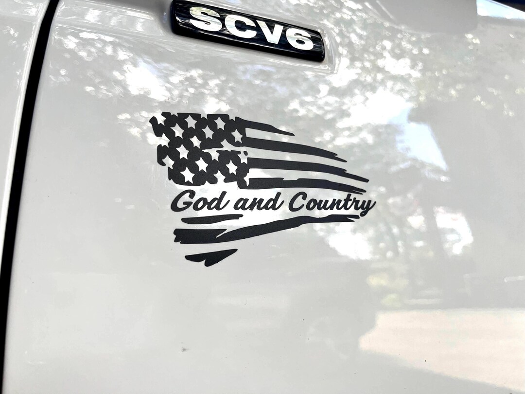 American Flag God and Country Decal Pair - Premium Vinyl - Cars/trucks ...