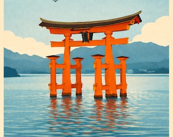 Miyajima Poster Printable, Floating Torii Gate Wall Art, Japan Travel ...