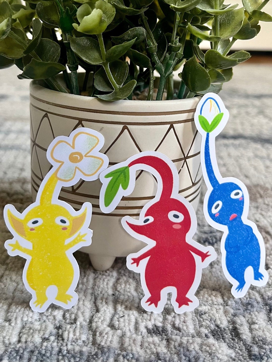 Pikmin Stickers: Red, Yellow, Blue - Etsy