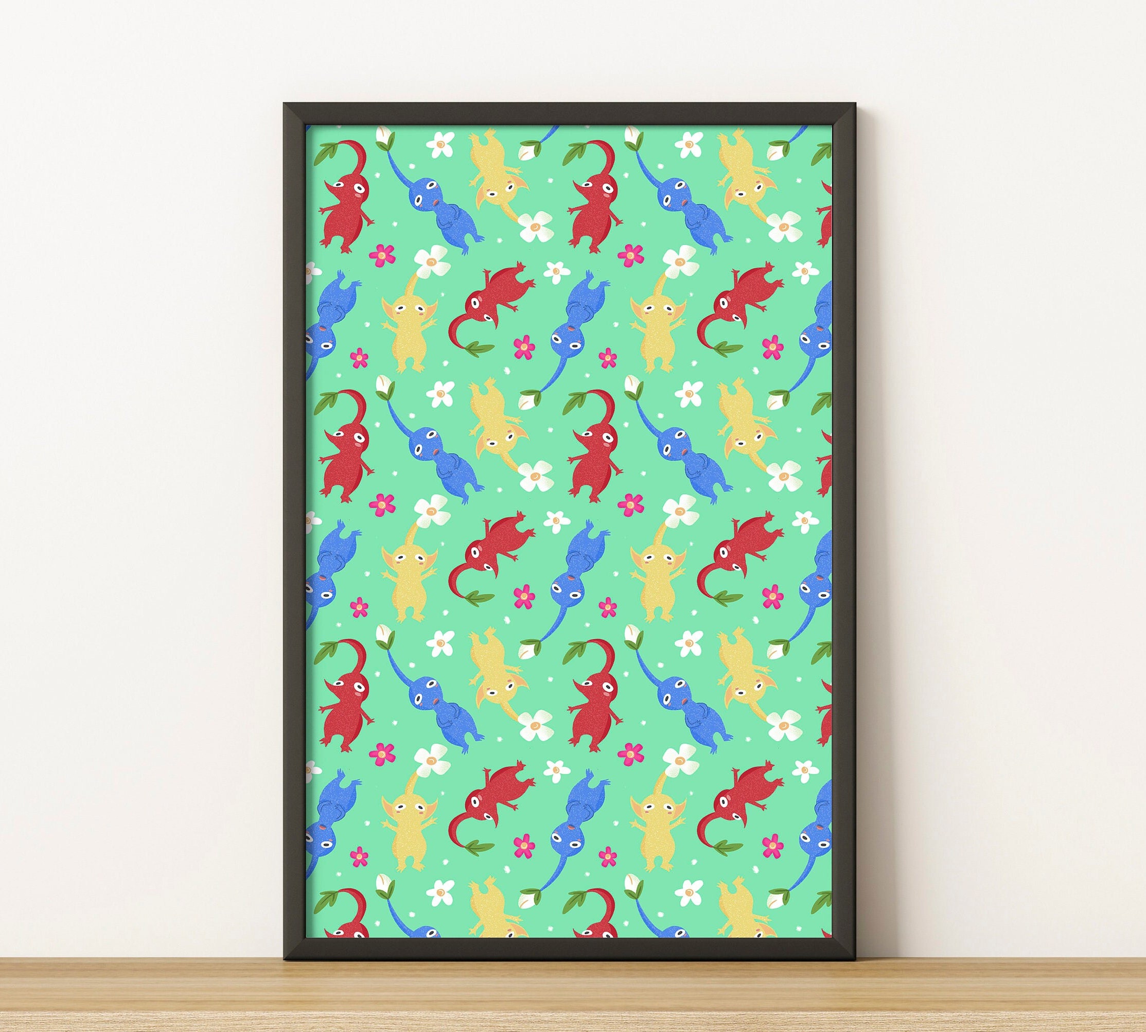Pikmin Pattern Poster: Kawaii Character Art Print (11x17) - Etsy