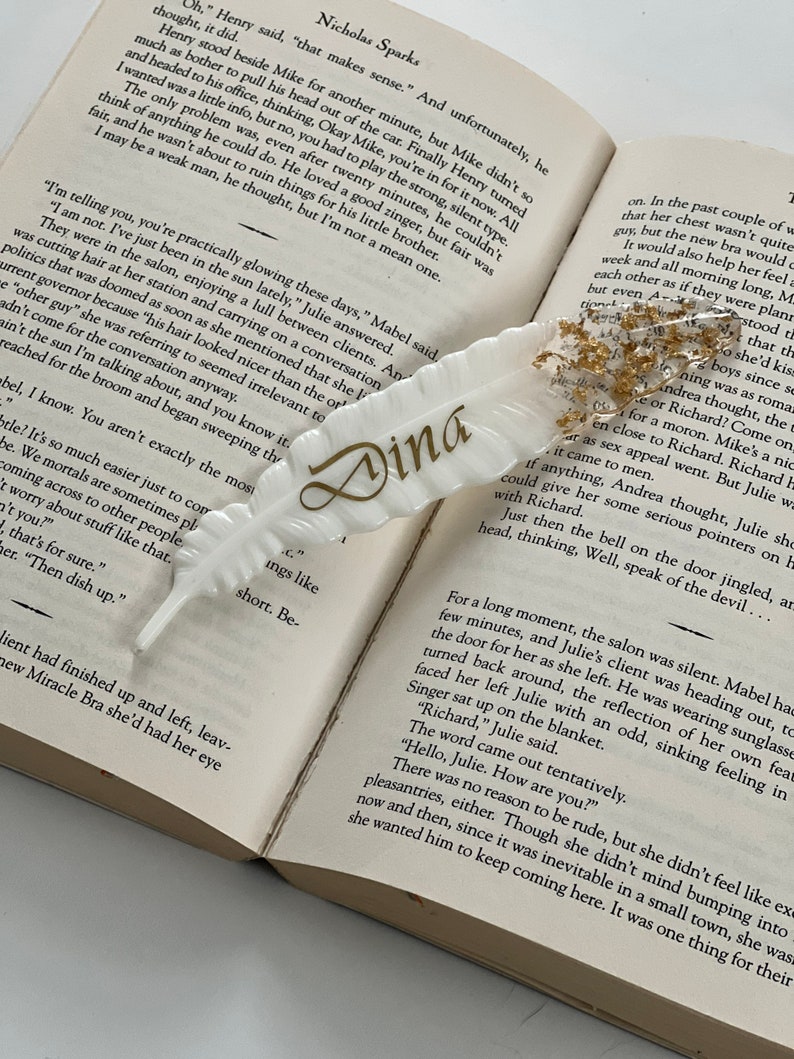 Personalized Bookmarks Resin Bookmarks Feather Bookmarks - Etsy