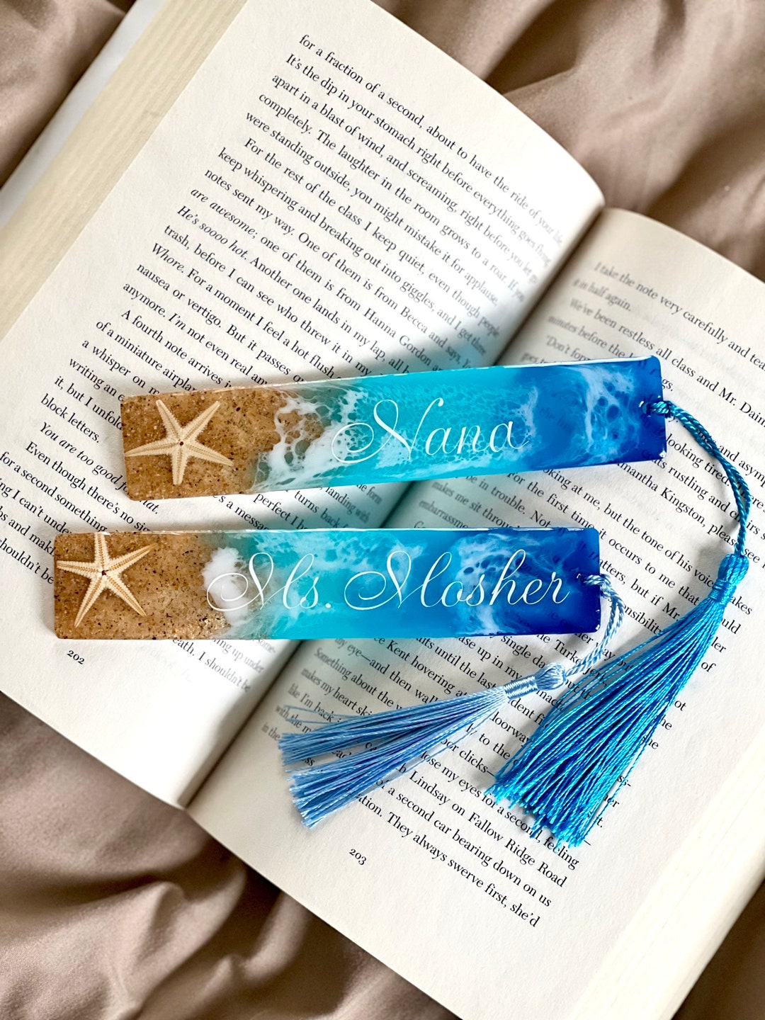 Personalized Bookmarks | Resin Ocean/beach Bookmarks | Personalized ...