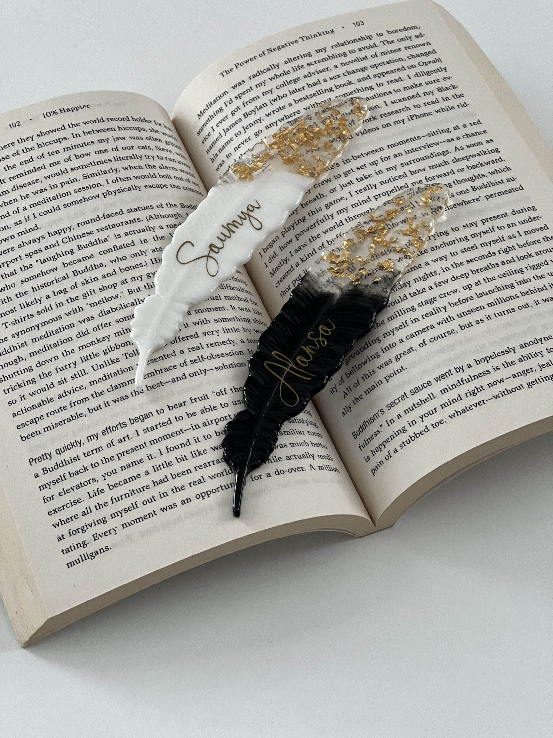 Personalized Bookmarks Resin Bookmarks Feather Bookmarks - Etsy