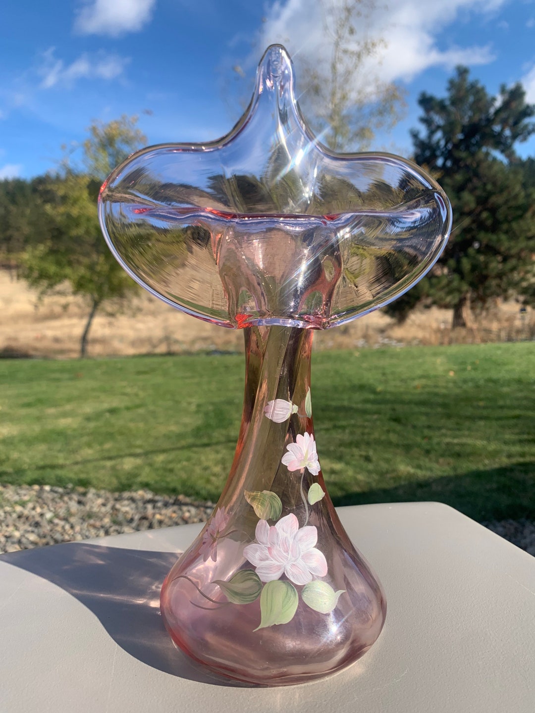 Fenton Hand Painted Glass Vase. Pink, Vintage, Rare, Artist Signed - Etsy