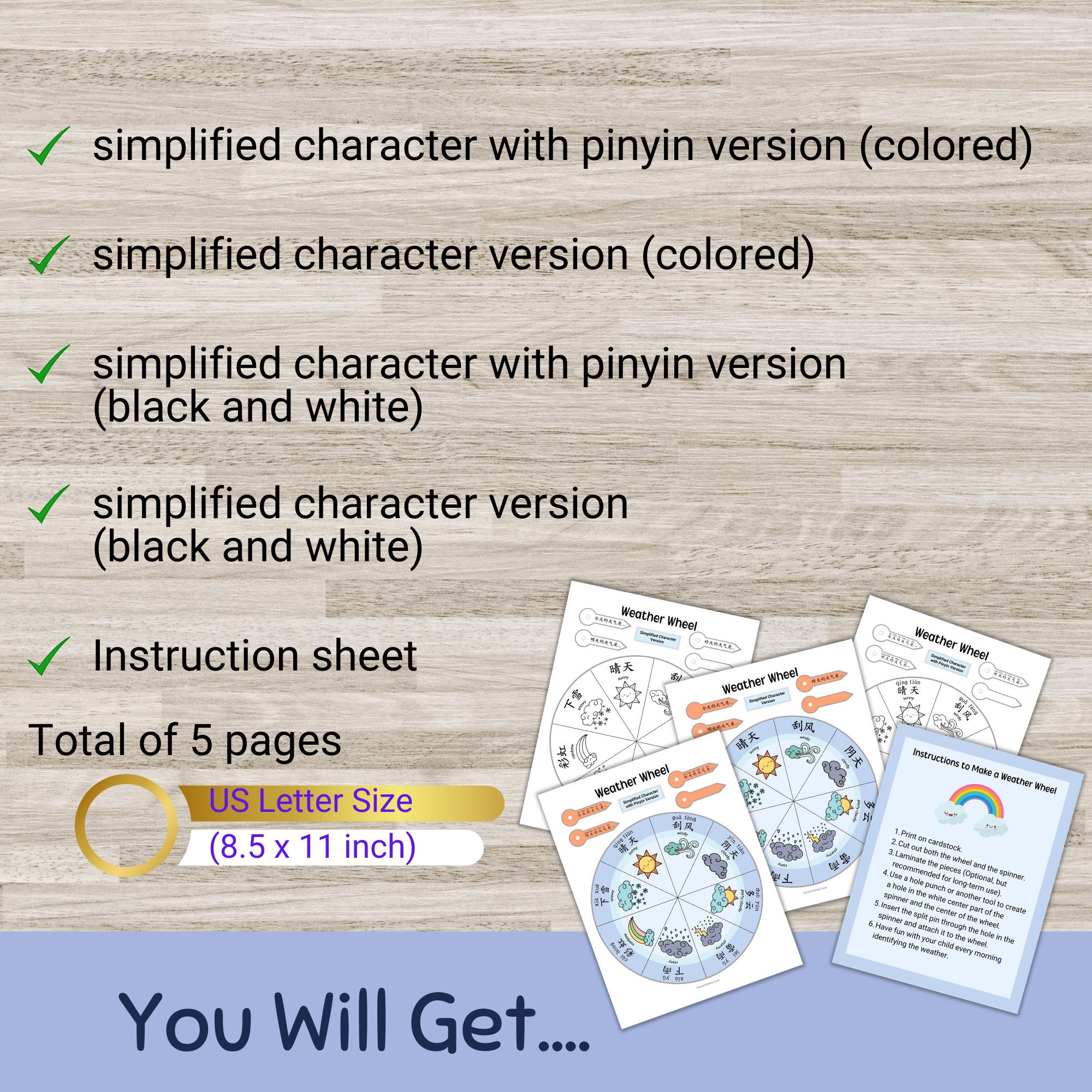 Chinese Weather Wheel,kids Learn Chinese,chinese Flashcards Pinyin ...