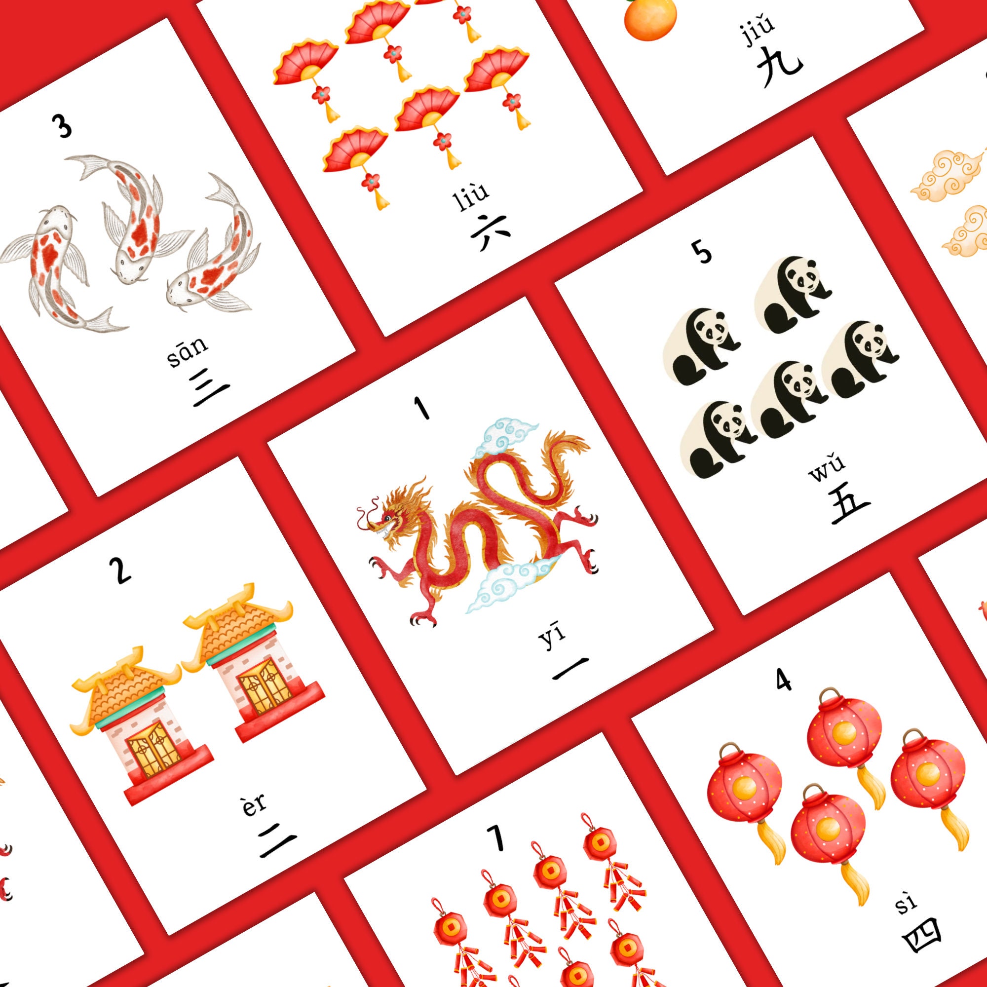 Chinese Numbers Pinyin Flashcards, Chinese Flashcards, Bilingual ...