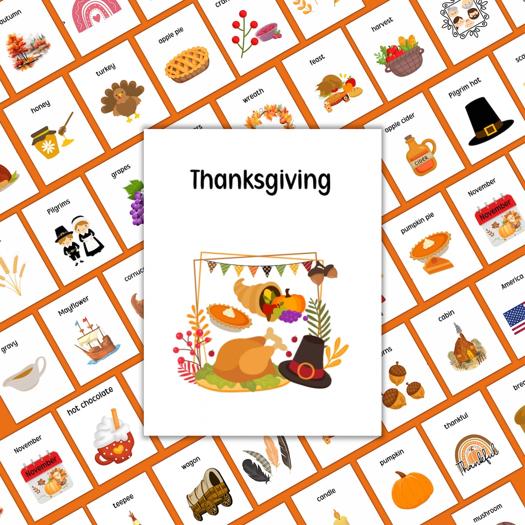 Thanksgiving Flash Card, Thanksgiving Vocabulary Flashcard ...