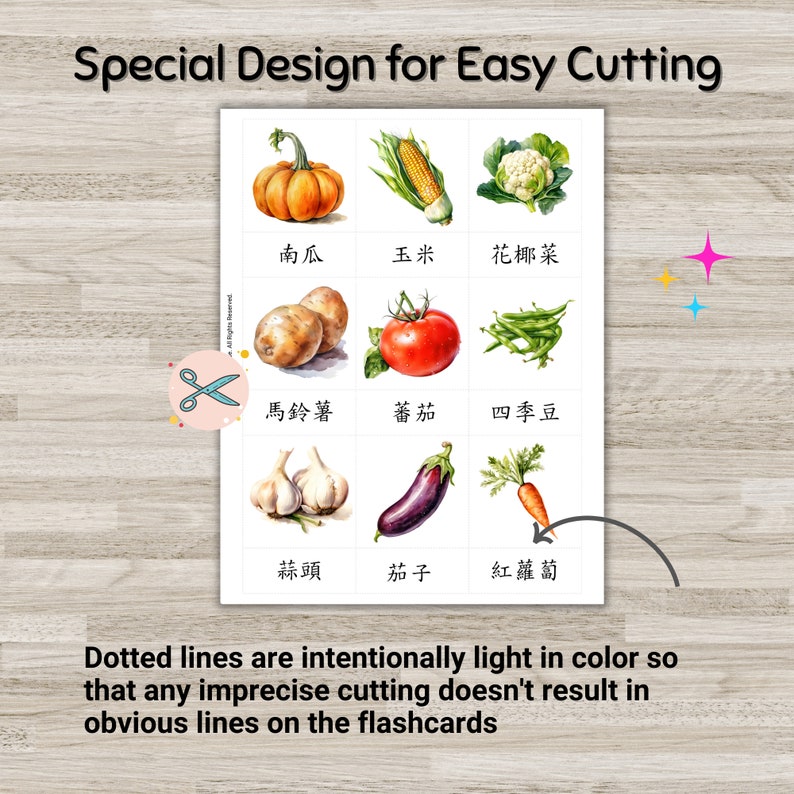 Vegetables Chinese Flashcards, Bopomofo Pinyin Chinese Flash Cards, 3 ...