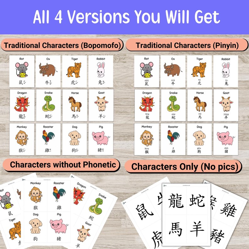 Chinese Zodiac Flashcards, Zodiac Animals Flashcards, Chinese New Year ...