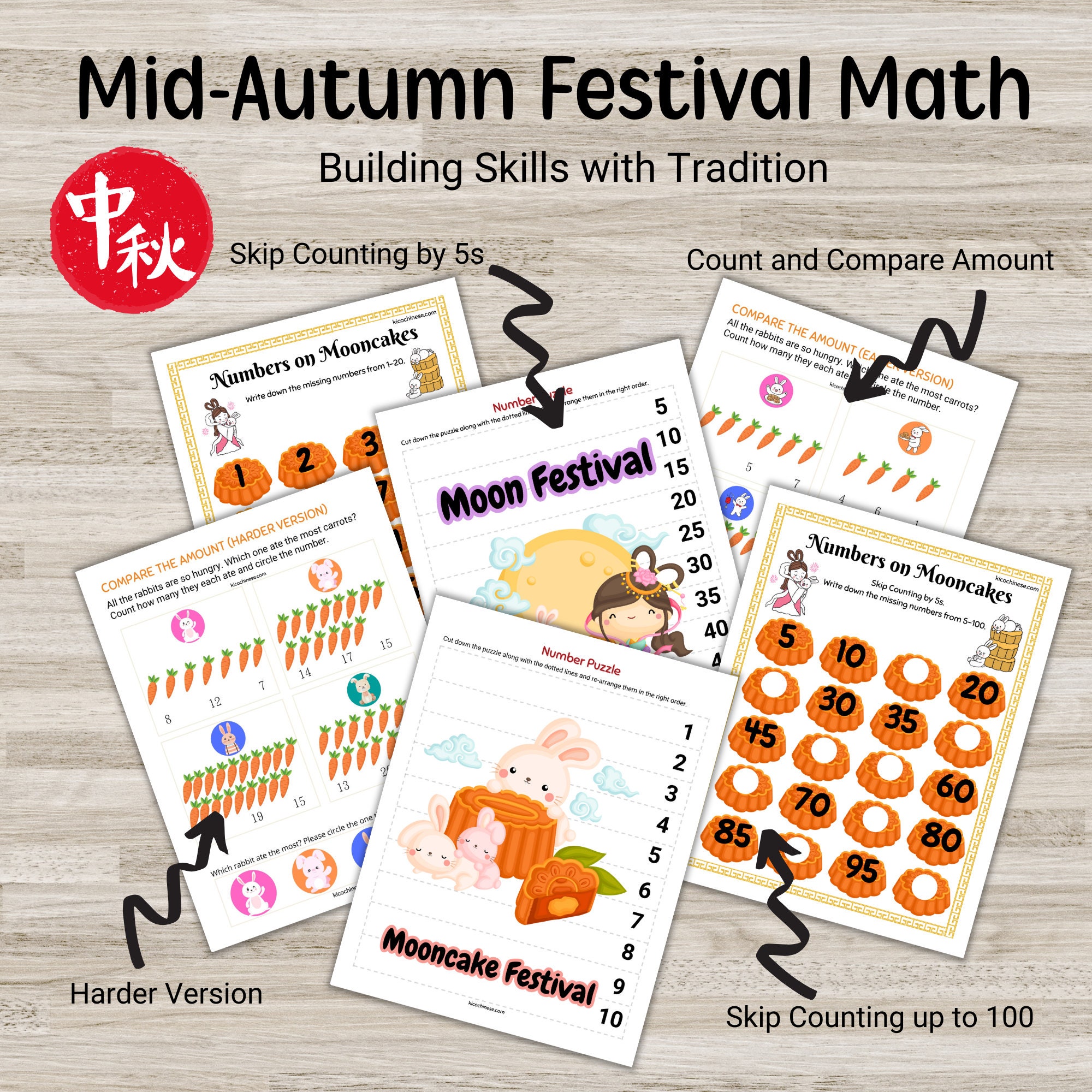 Mid-autumn Festival Activities Worksheets, Moon Festival Chinese ...