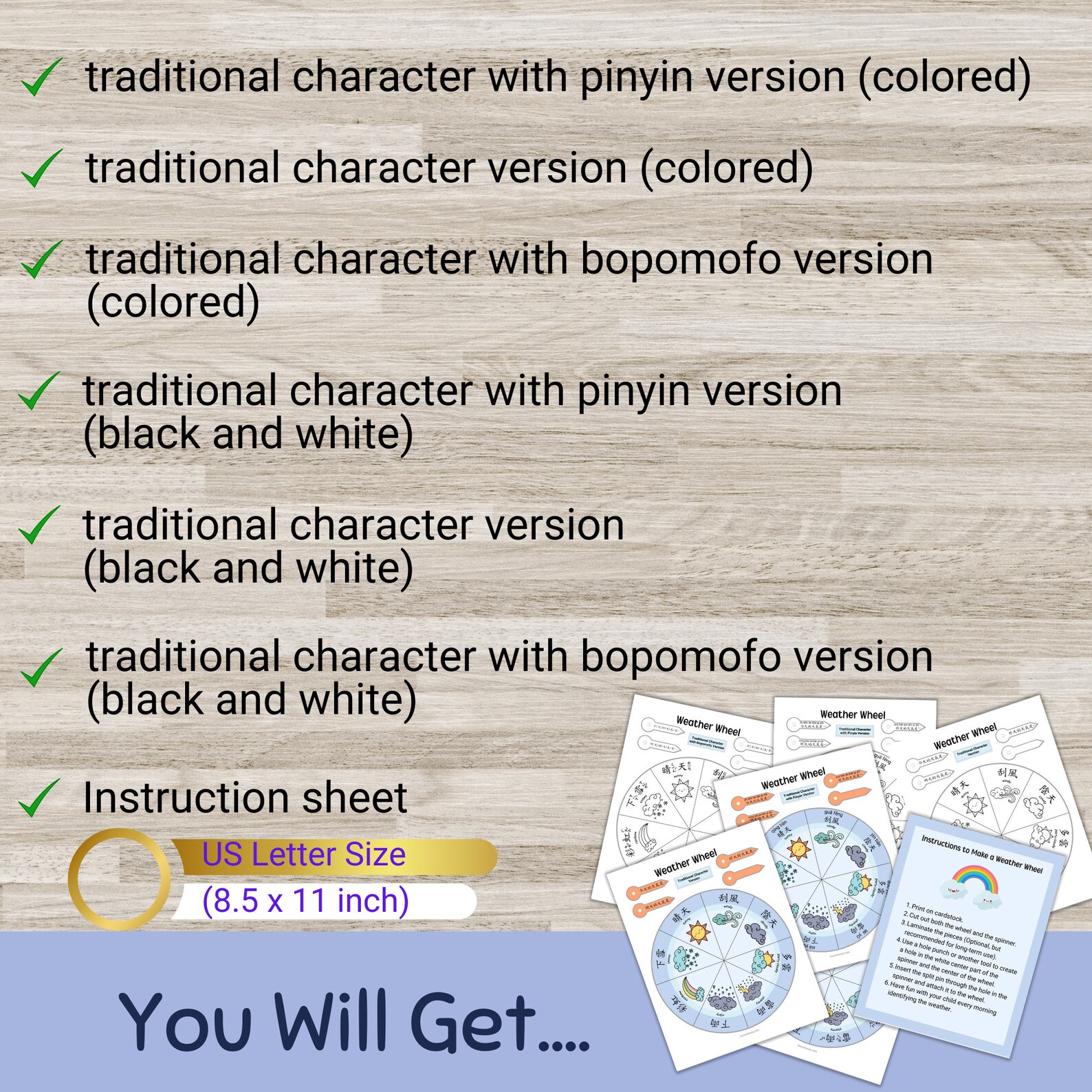 Chinese Weather Wheel, Traditional Chinese Pinyin Bopomofo Zhuyin ...