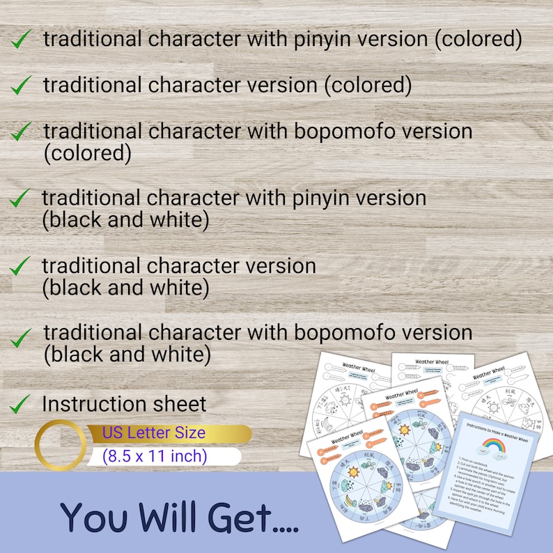 Chinese Weather Wheel, Traditional Chinese Pinyin Bopomofo Zhuyin ...