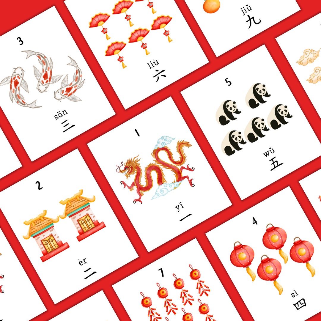 Chinese Numbers Pinyin Flashcards Chinese Flashcards - Etsy