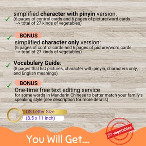 Vegetable Chinese Flashcards, Pinyin Chinese Flash Cards, 3-part ...