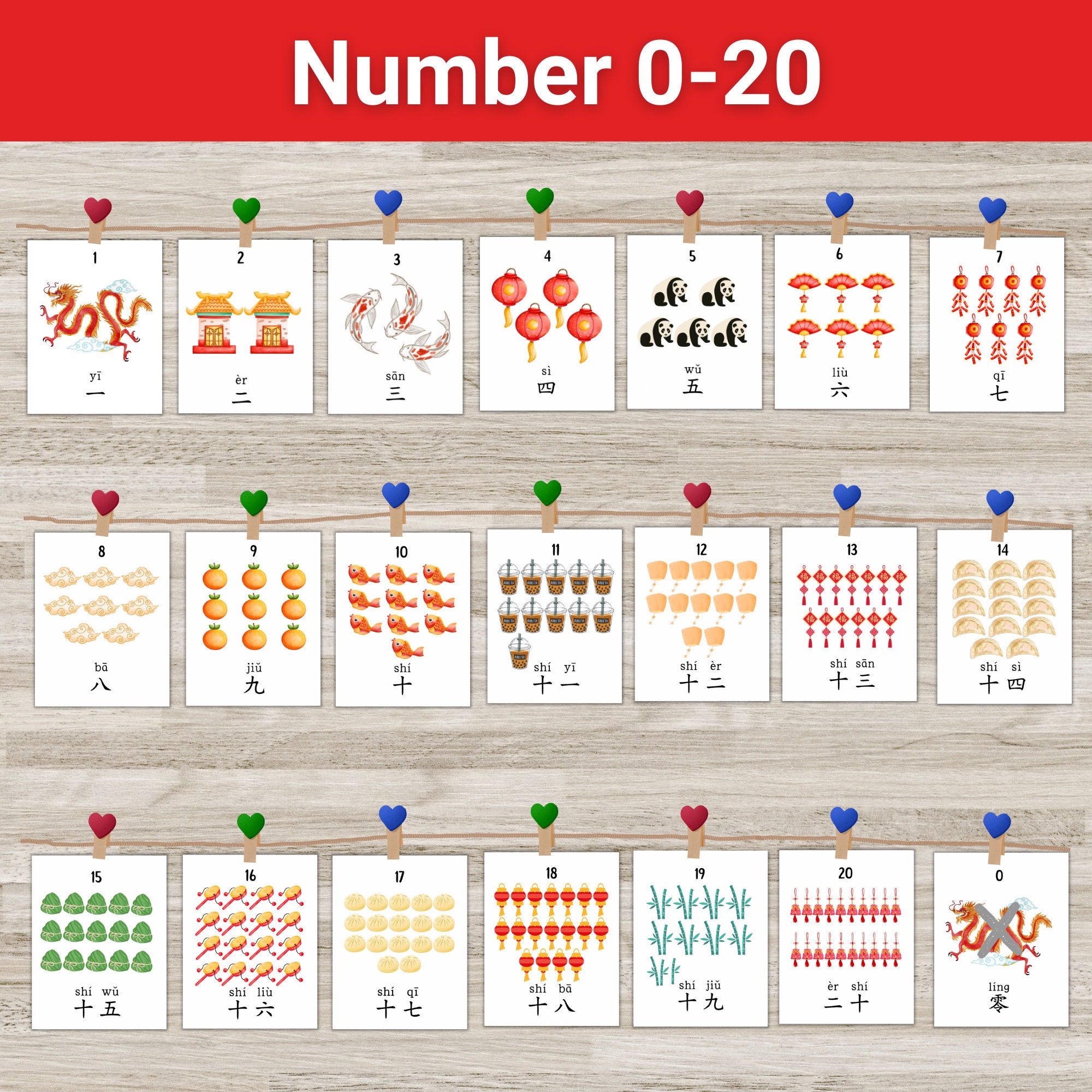 Chinese Numbers Pinyin Flashcards, Chinese Flashcards, Bilingual ...