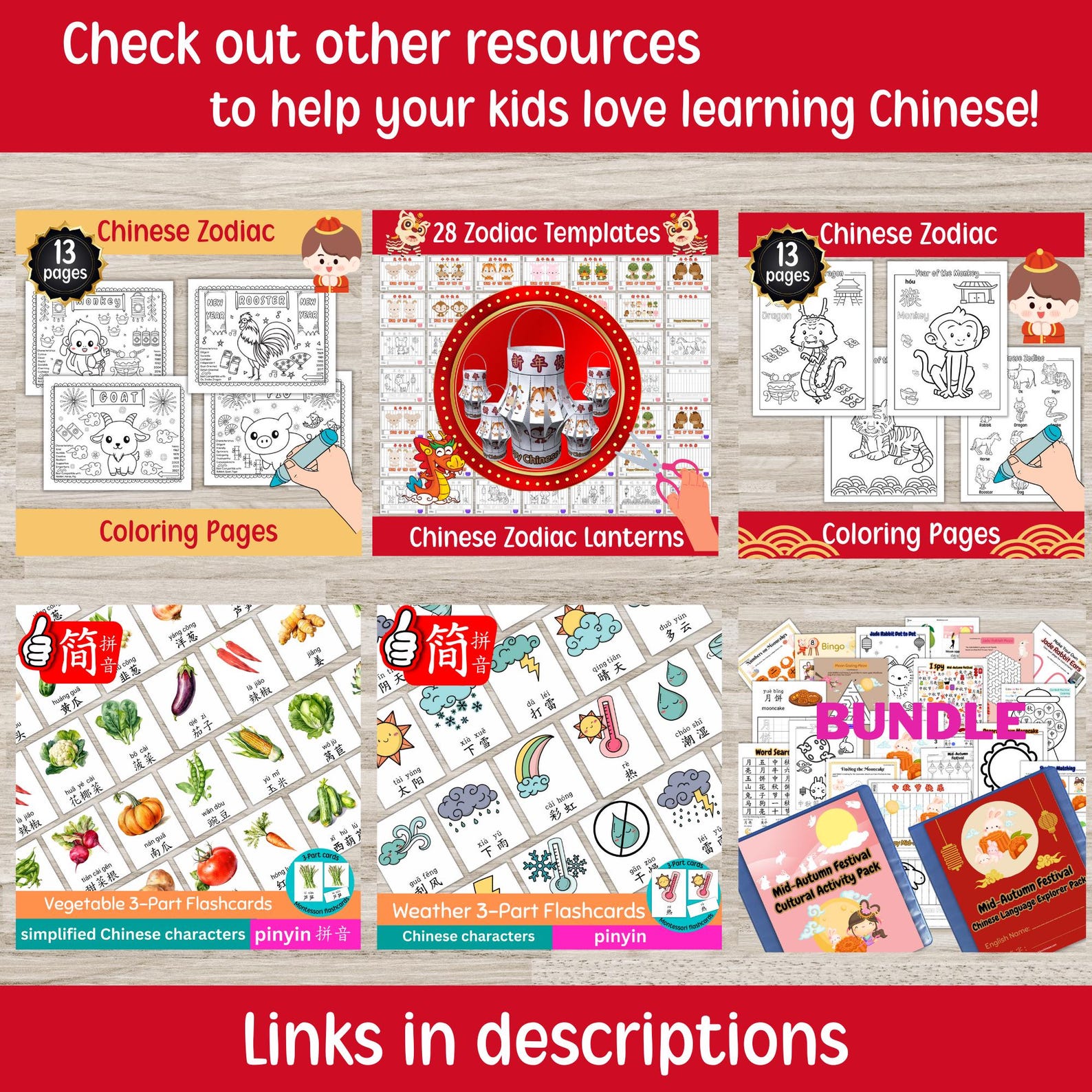 Chinese Zodiac Flashcards, Zodiac Animals Flashcards, Chinese New Year ...