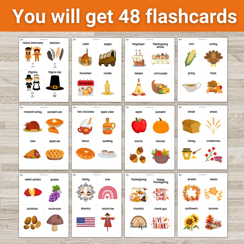 Thanksgiving Flash Card, Thanksgiving Vocabulary Flashcard ...
