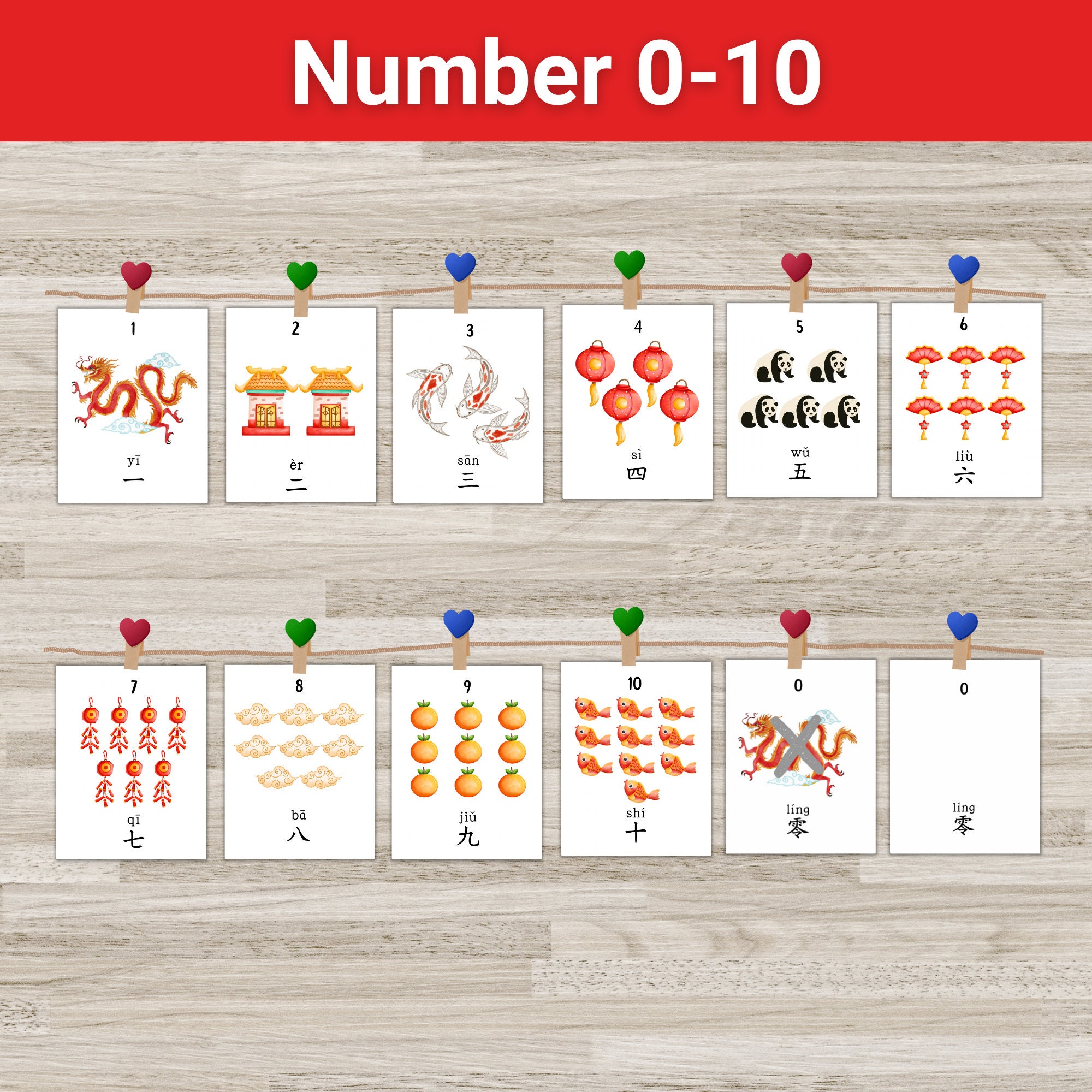 Chinese Numbers Pinyin Flashcards Chinese Flashcards - Etsy