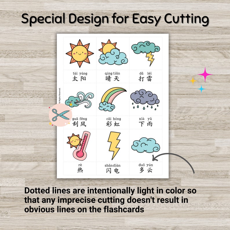 Weather Chinese Flashcards, Pinyin Chinese Flash Cards, 3-part Chinese ...