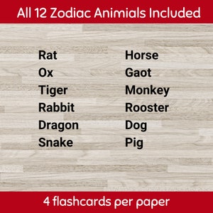 Chinese Zodiac Pinyin Flashcards, Chinese New Year, Chinese for Kids ...