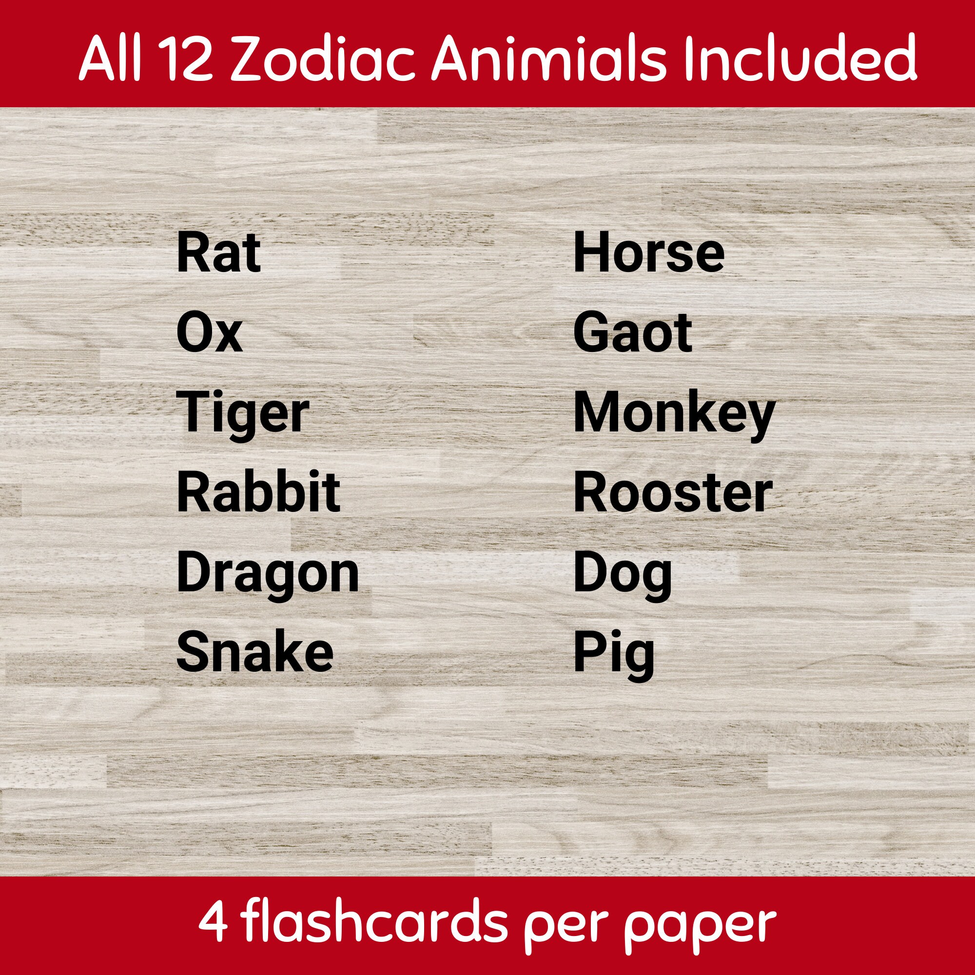 Chinese Zodiac Pinyin Flashcards, Chinese New Year, Chinese for Kids ...