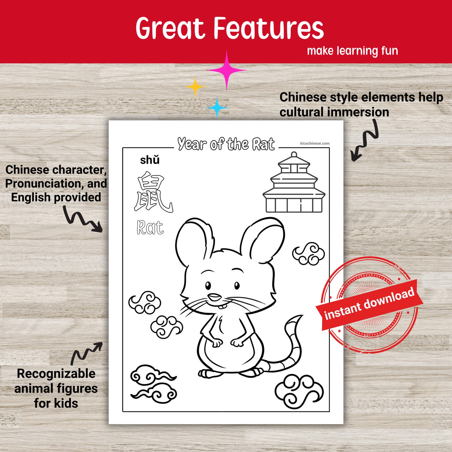 Chinese Zodiac Coloring Pages, Chinese New Year Kids Activity Book ...