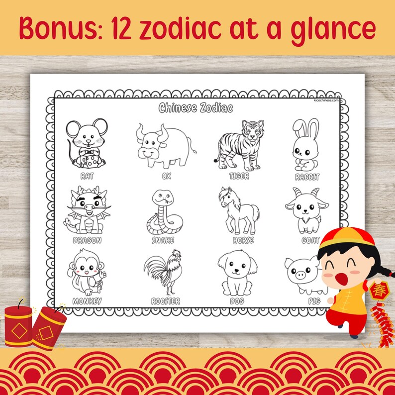 Chinese Zodiac Coloring Pages, Chinese New Year Kids Activity Book ...