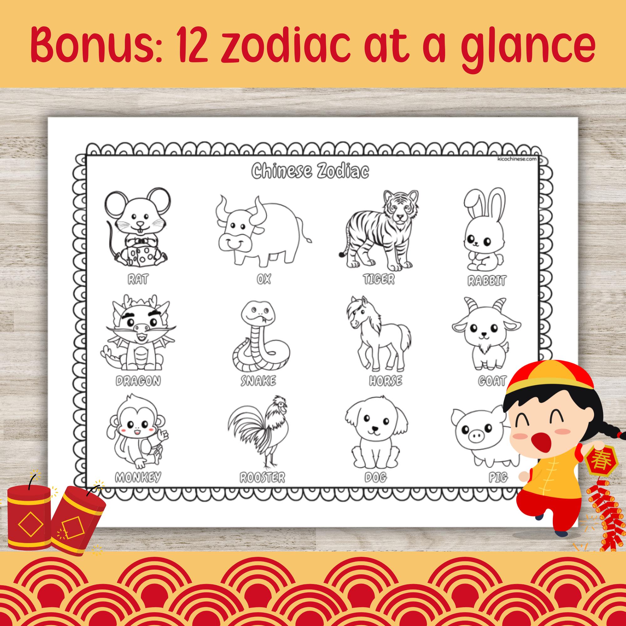 Chinese Zodiac Coloring Pages, Chinese New Year Kids Activity Book ...