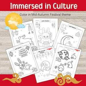 Mid-autumn Festival Coloring Page, Moon Festival Activity Sheet ...