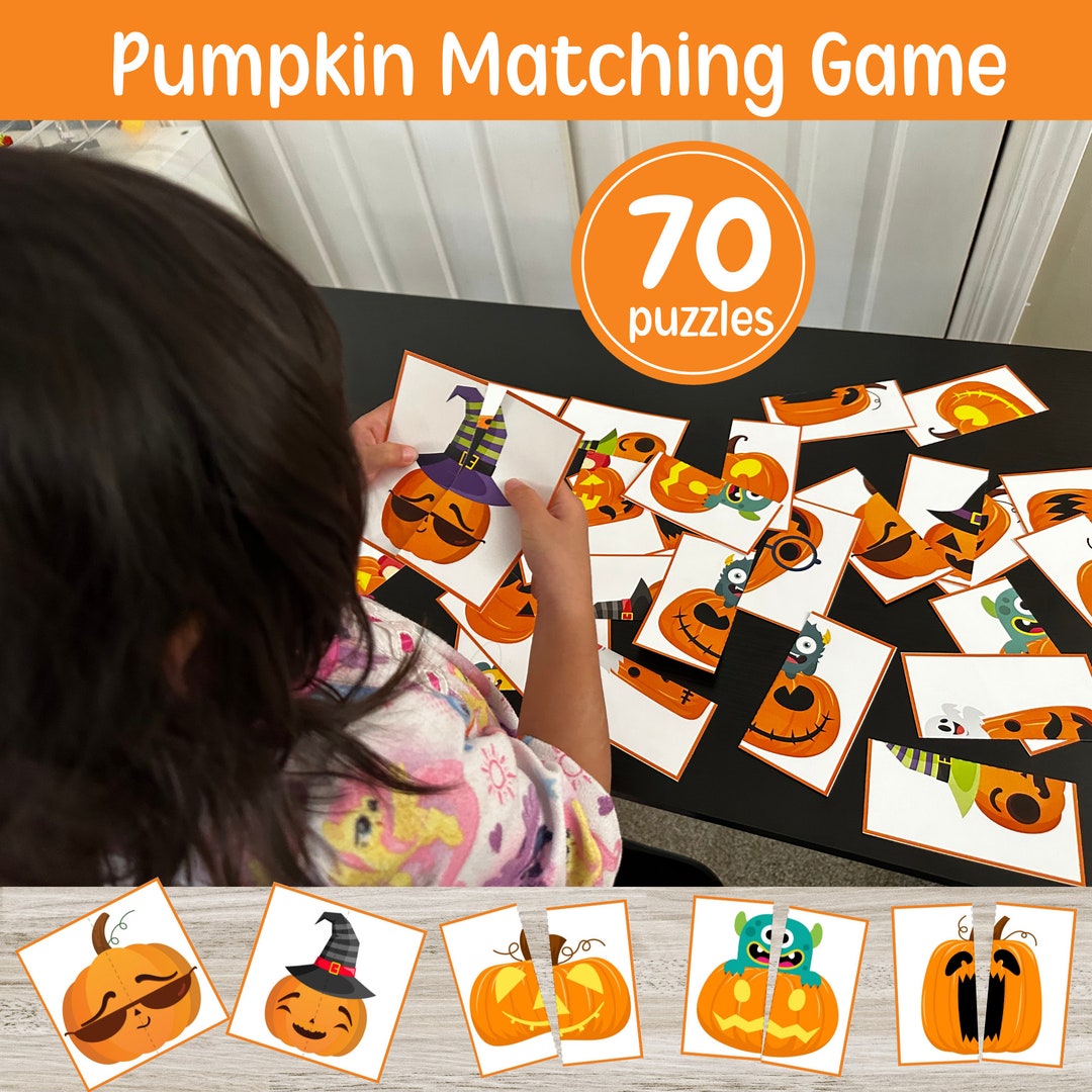 Pumpkin Matching Activity, Halloween Matching Game, Jack-o'-lantern ...