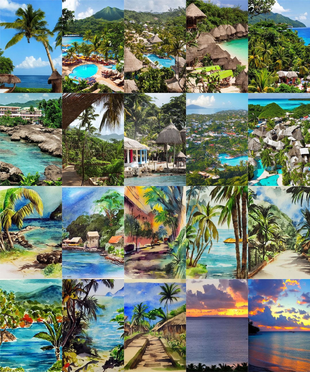 Jamaica Collage Kit Jamaica Wall Art Wall Collage Digital Etsy