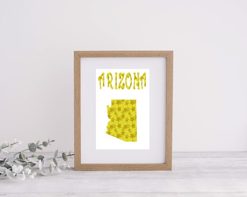 AZ Wall Art Arizona Printable AZ Print US State Print - Etsy