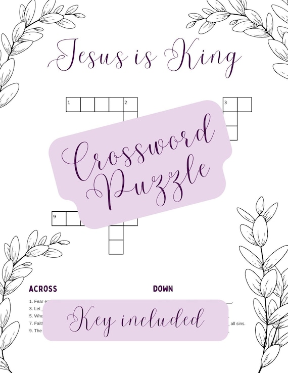 Christian Crossword Puzzle Printable Download - Etsy