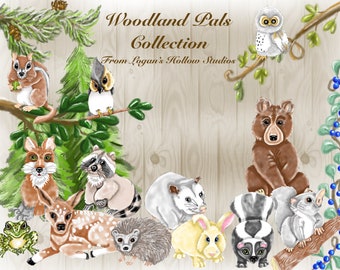 Woodland Clipart Forest Clip Art, Cute, Whimsical, Critters, Forest ...