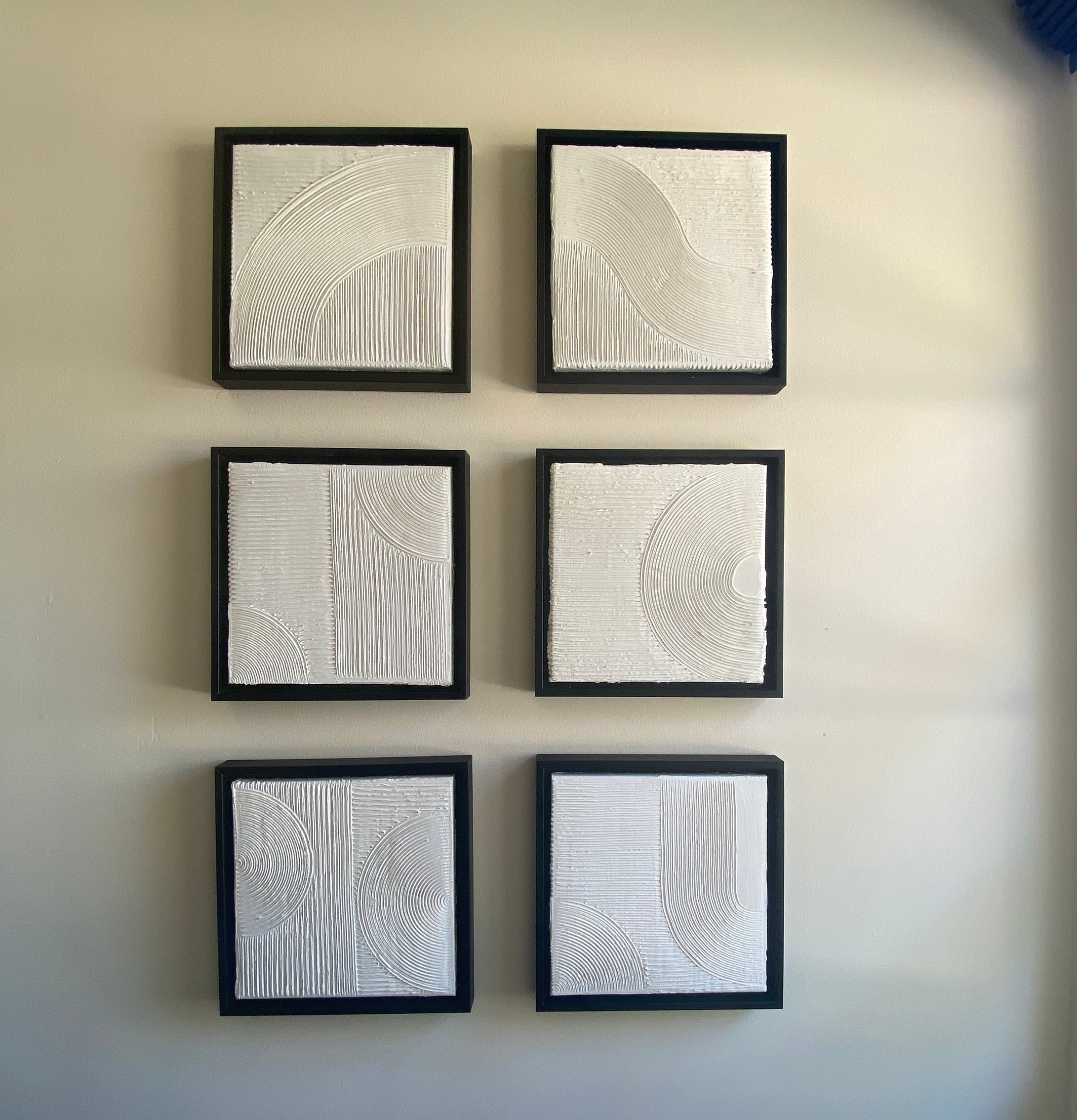 AEGEAN-2 Handmade Abstract White Plaster Wall Art Framed - Etsy