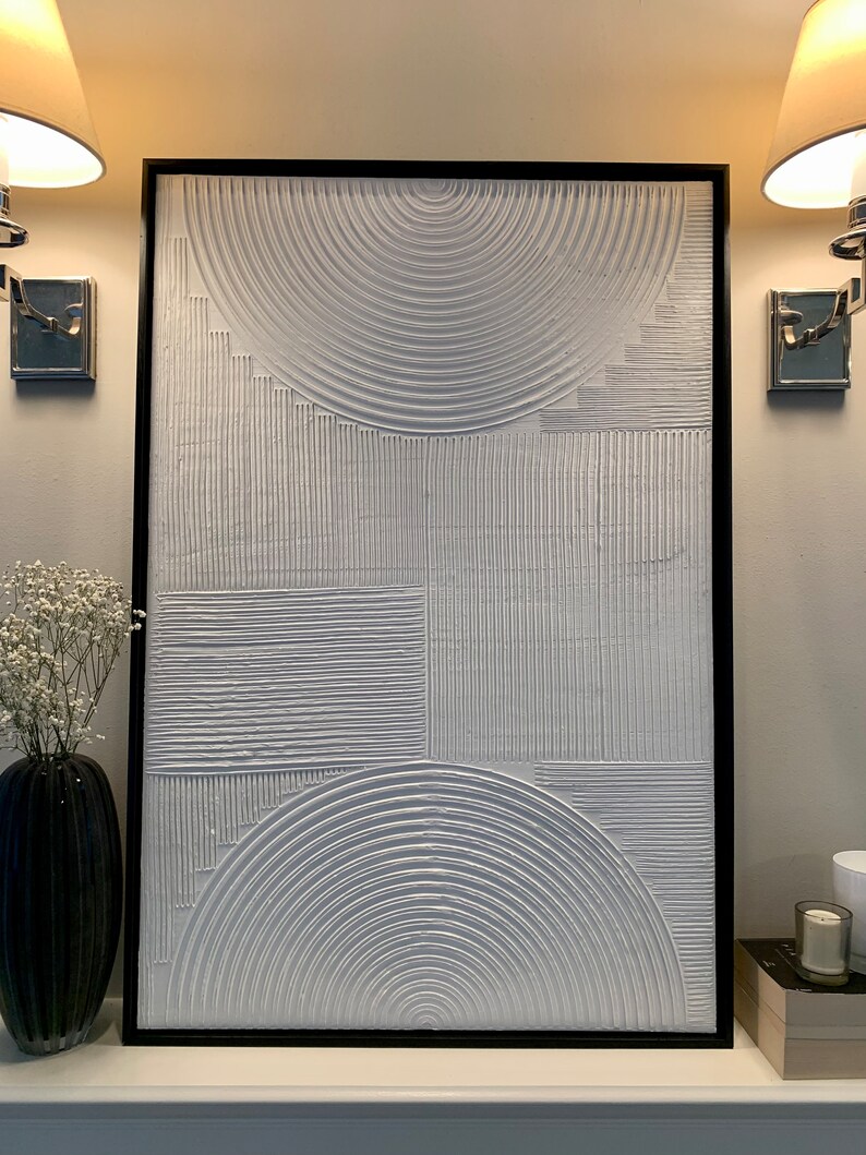 Handmade Textured Plaster Wall Art: Framed Modern Minimalist Decor - Etsy
