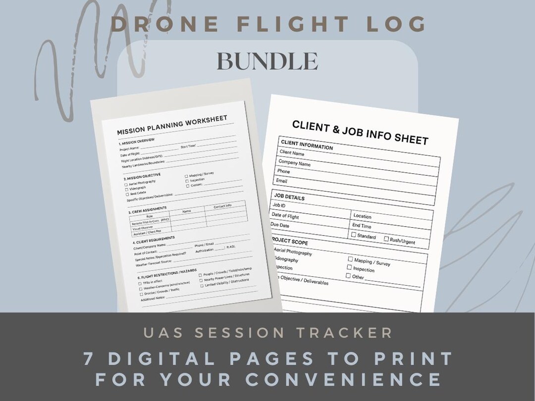 Drone Flight Log | Pre and Post Flight Checklist | Printable Download ...