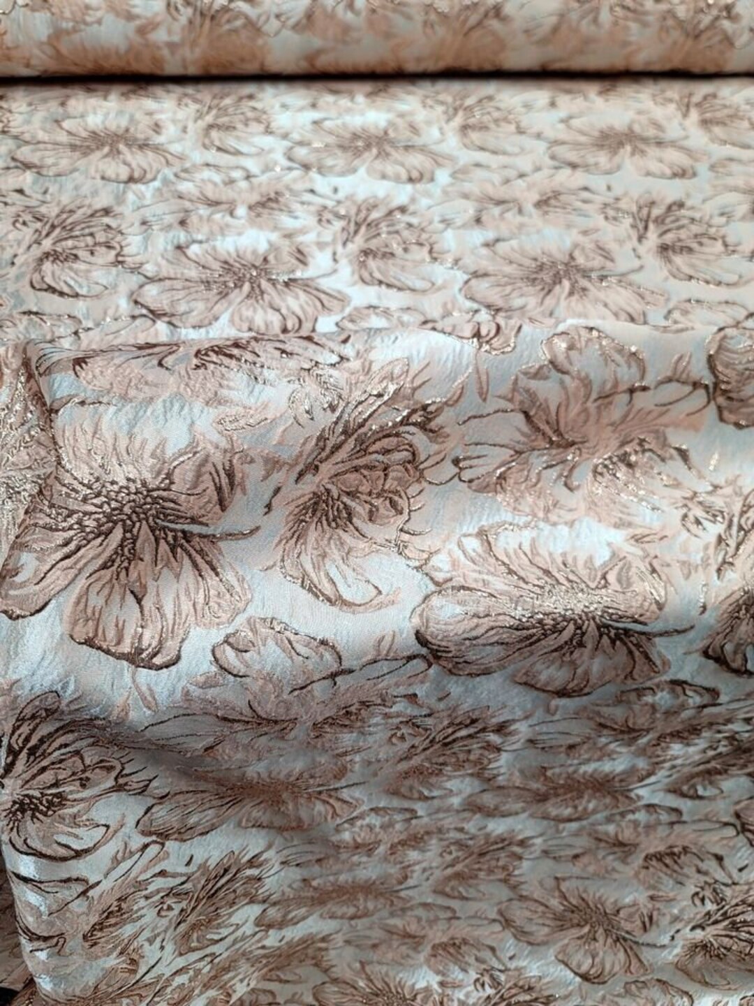 Rose Gold Brokat Jacquard Stoff Verkauft Schüttgut Metallic Floral Für ...