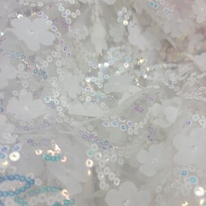 White Embroidery Floral Wedding Lace Fabric by Yard 3D Flower ...