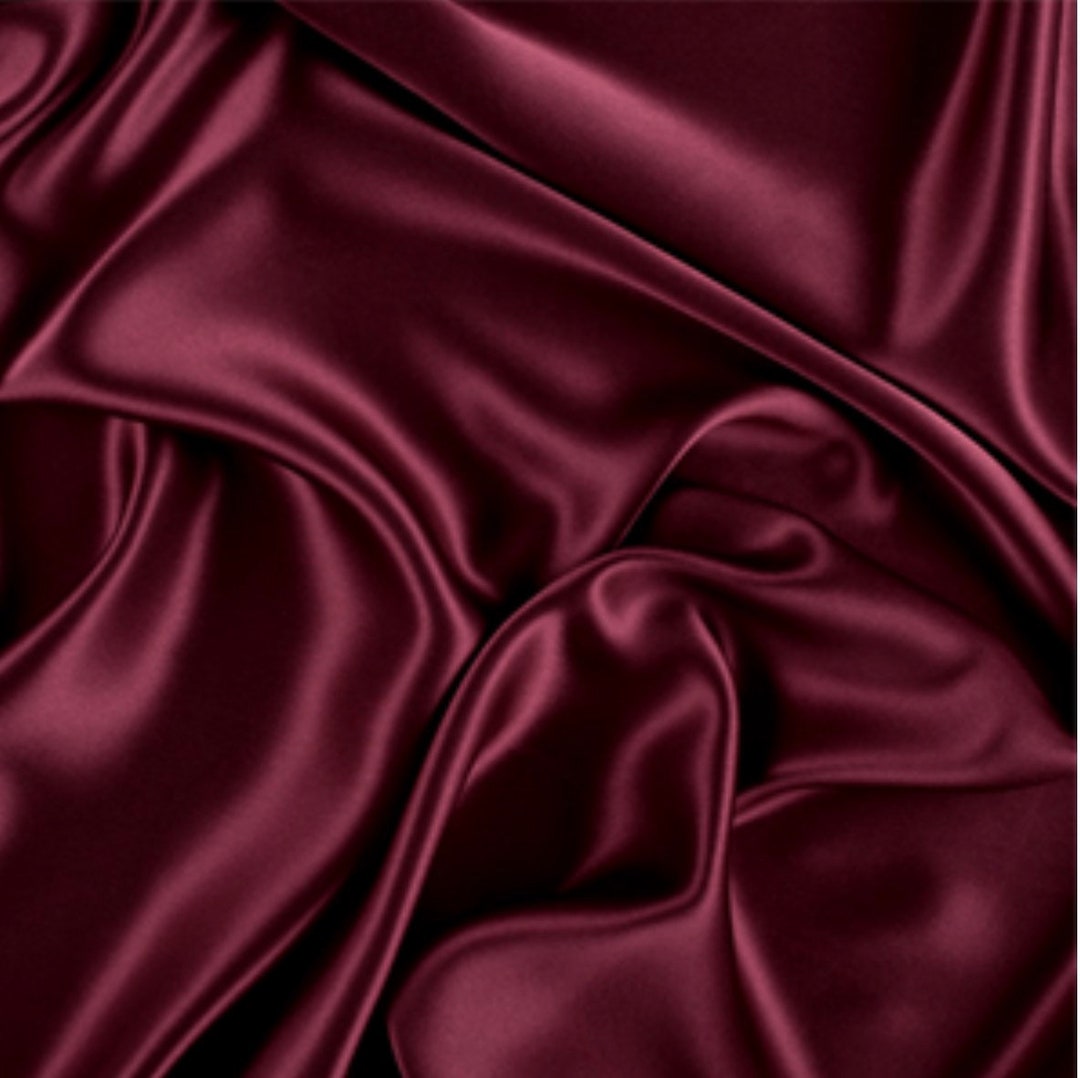 Dark Red Charmeuse Satin Fabric | Dark Red Stretch Satin| 58” Wide ...