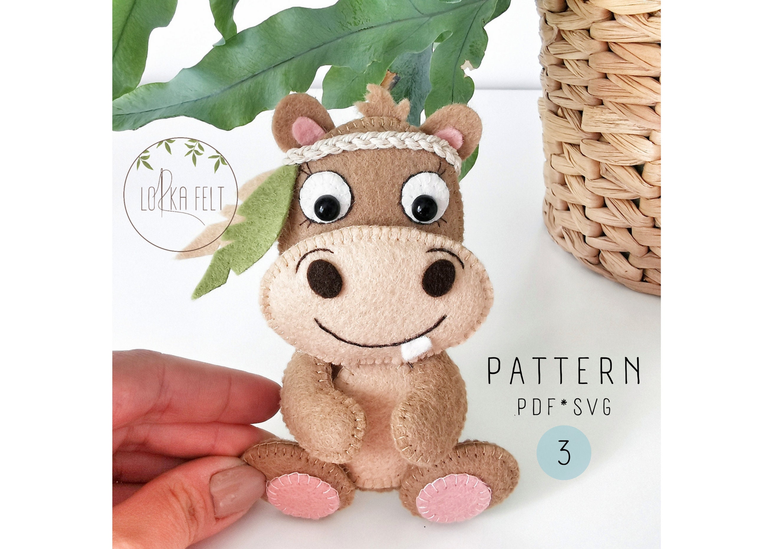 Hippo Felt Pattern, Pdf Pattern, Svg Pattern, Felt Pattern, Hippo ...