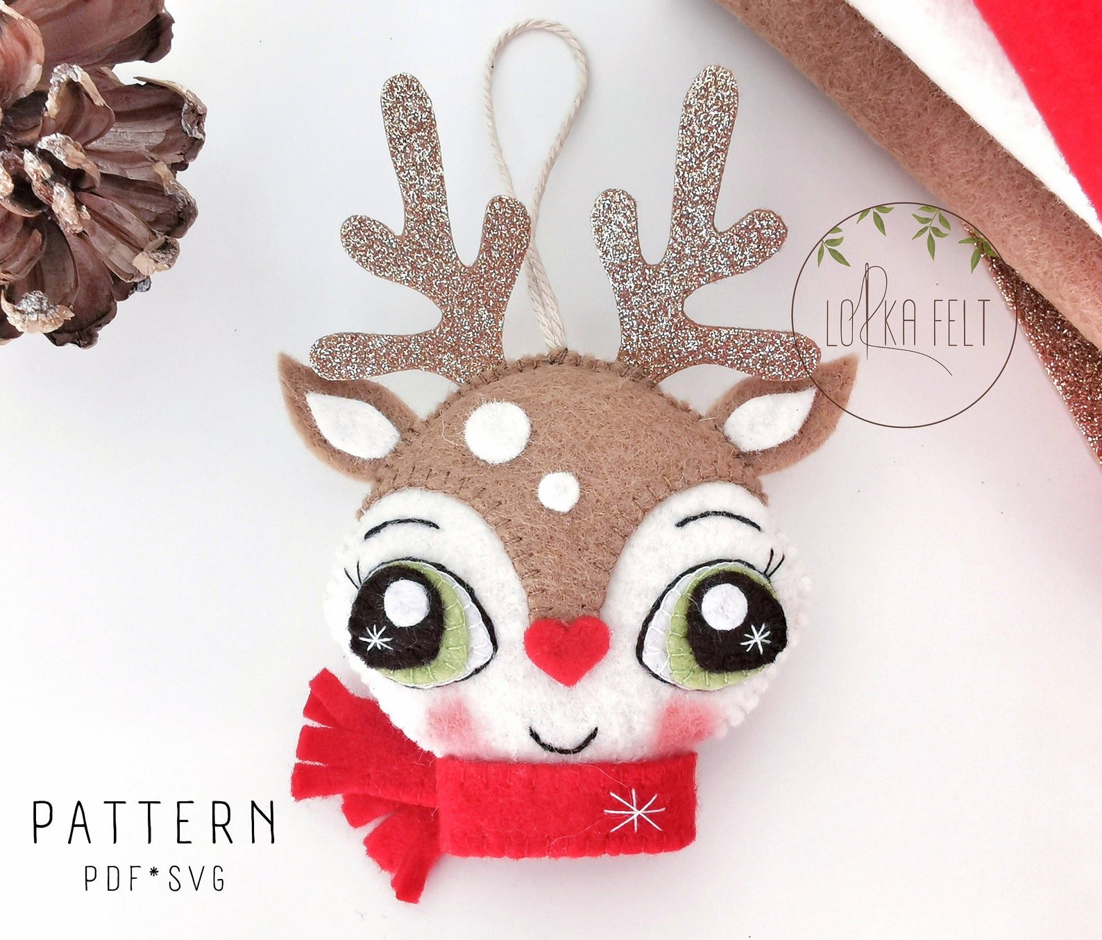 Christmas Deer, Deer Pattern, Pdf Pattern, Felt Pattern, Svg Pattern ...