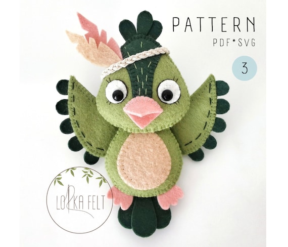 Parrot Pattern Felt Pattern Pdf Pattern Diy Pattern Svg - Etsy