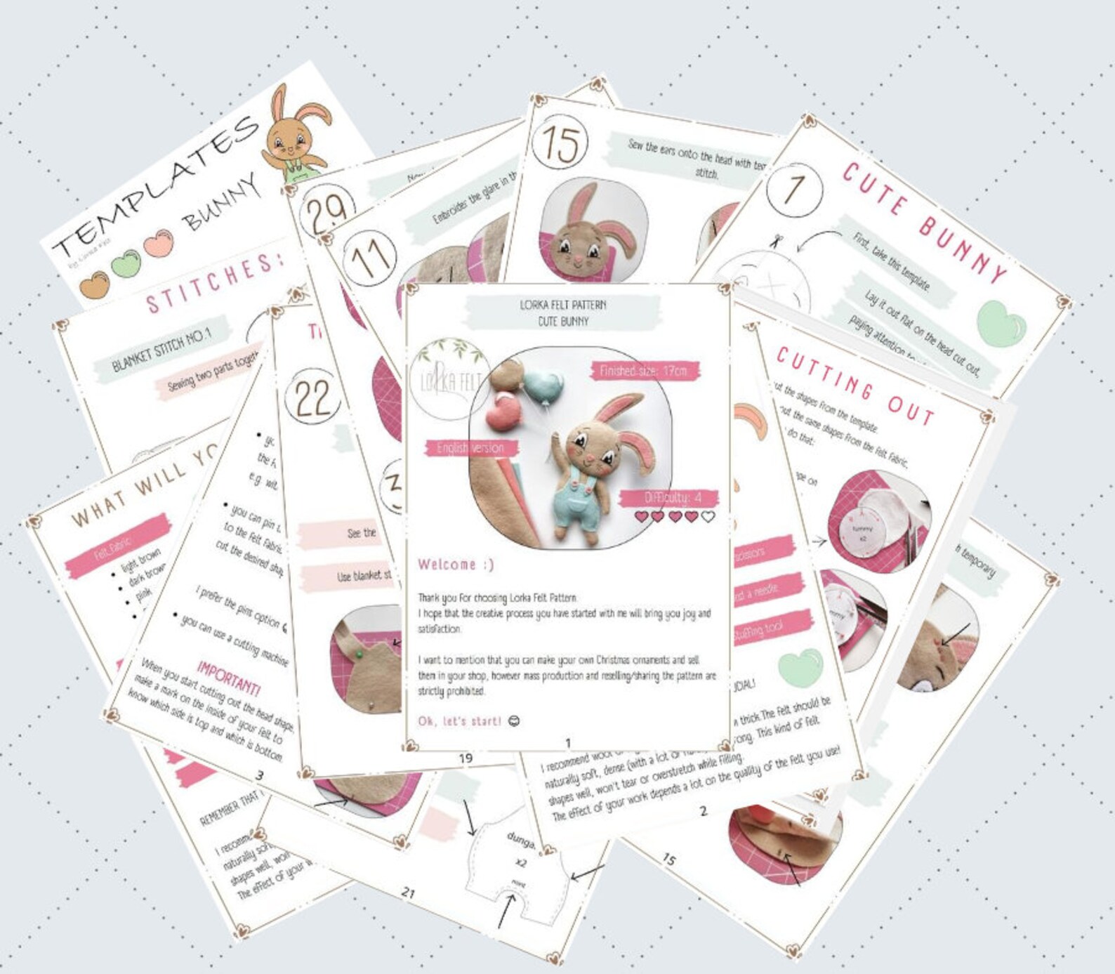 Bunny Felt Pattern PDF Felt Pattern PDF Pattern Felt | Etsy