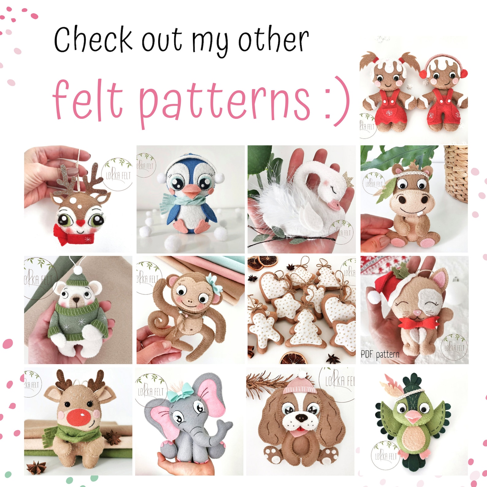 Gingerbread Pattern, Felt Pattern, PDF Pattern, SVG Pattern, Sewing ...
