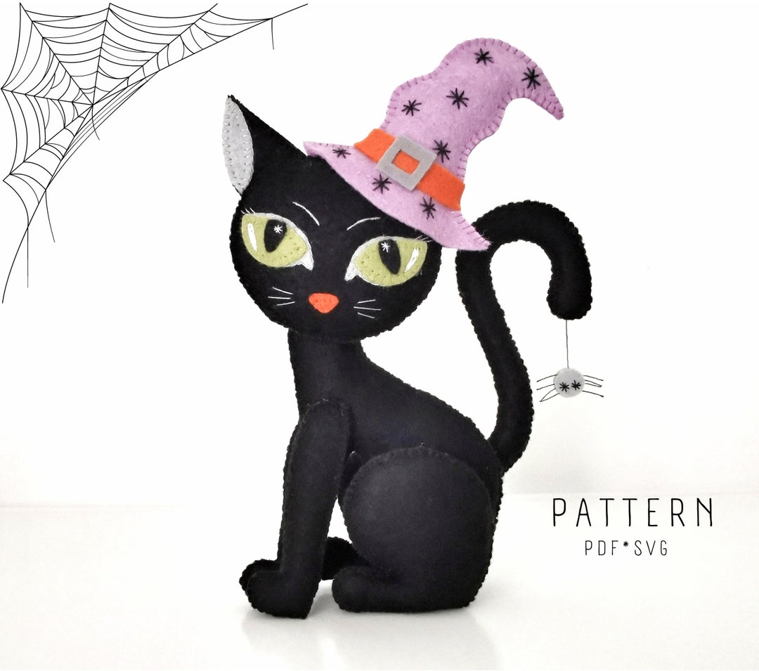 Halloween Cat, Cat Pattern, Felt Pattern, Felt Cat Pattern, Pdf Pattern ...